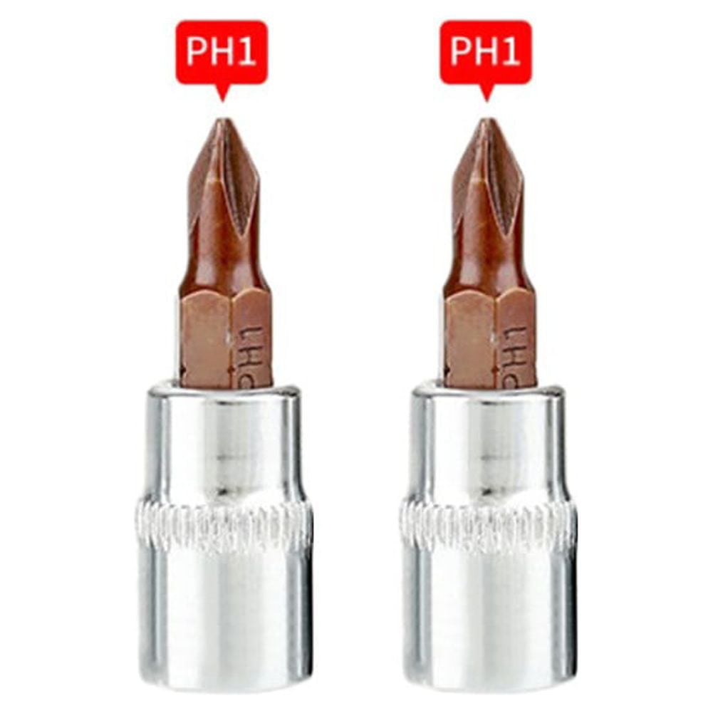 BUYISI 2PCS Socket Drive Wrench PH1 PH2 PH3 PZ1 PZ2 PZ3 Cross Screwdriver Bits 1/4inch PH1 ...