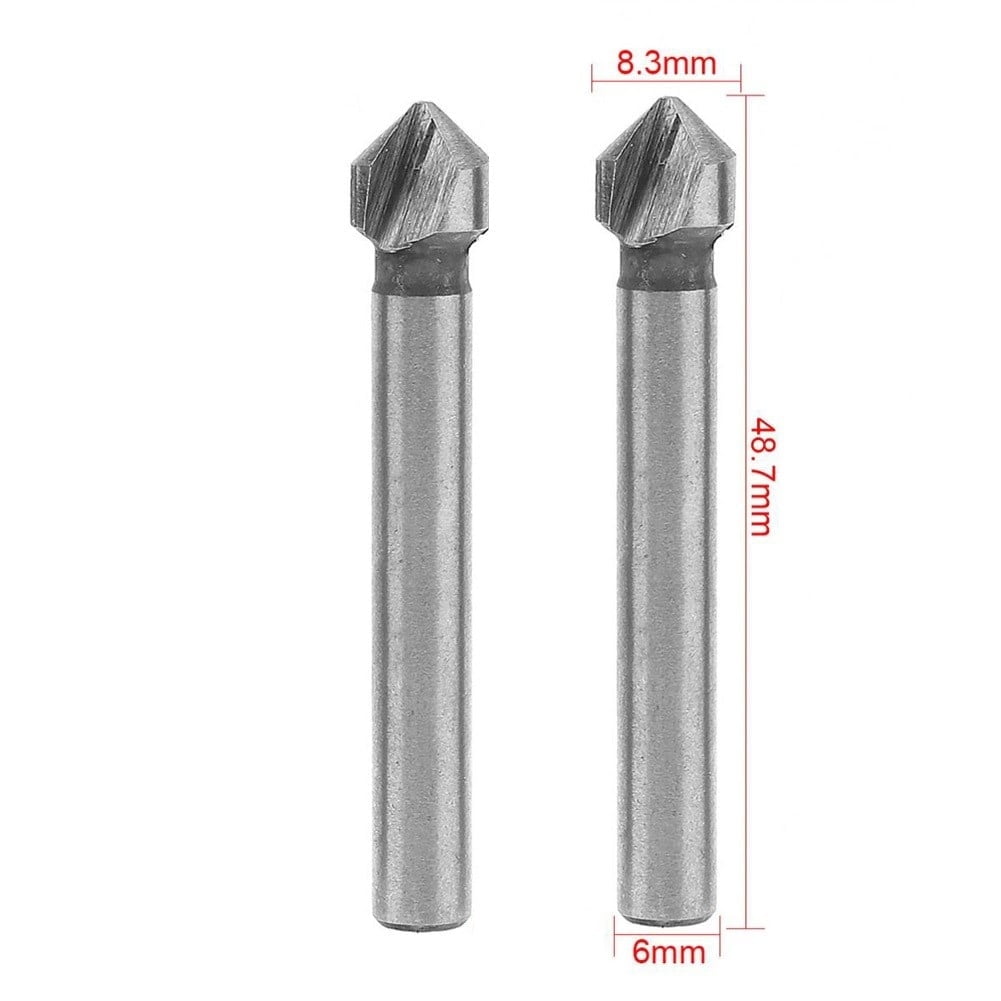 BUYISI 2pcs 3 Flute Countersink Drill Bit 90Degree Chamfering Tool ...