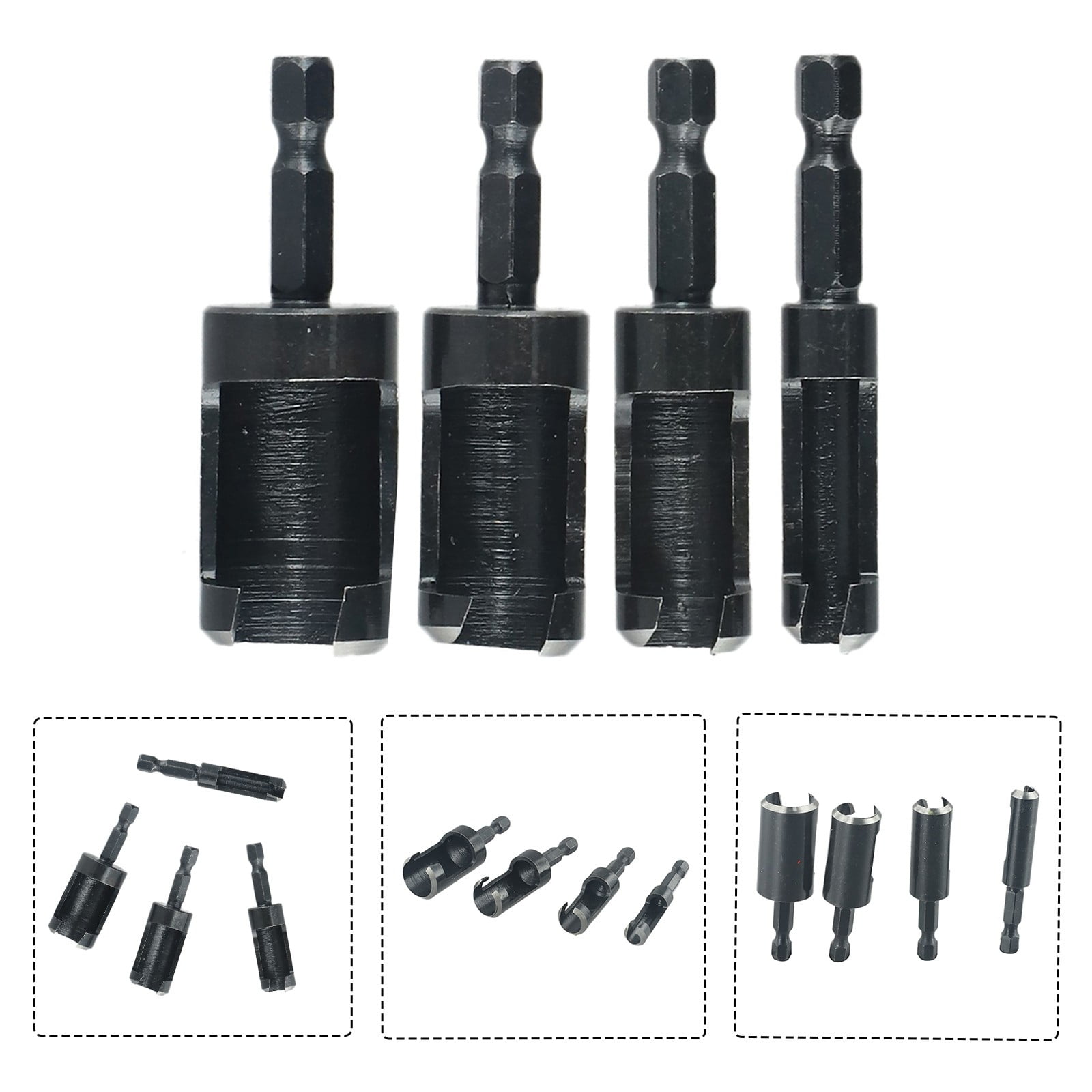 BUYISI 4Pcs Hex Shank Wood Plug Hole Cutter Drill Bit Plug Cutter Bored ...