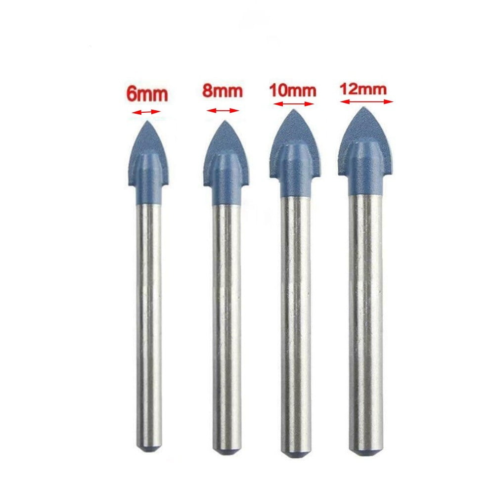 BUYISI 4pcs 6/8/10/12mm Glass Tile Diamond Tip Drill Bit Set Tungsten ...