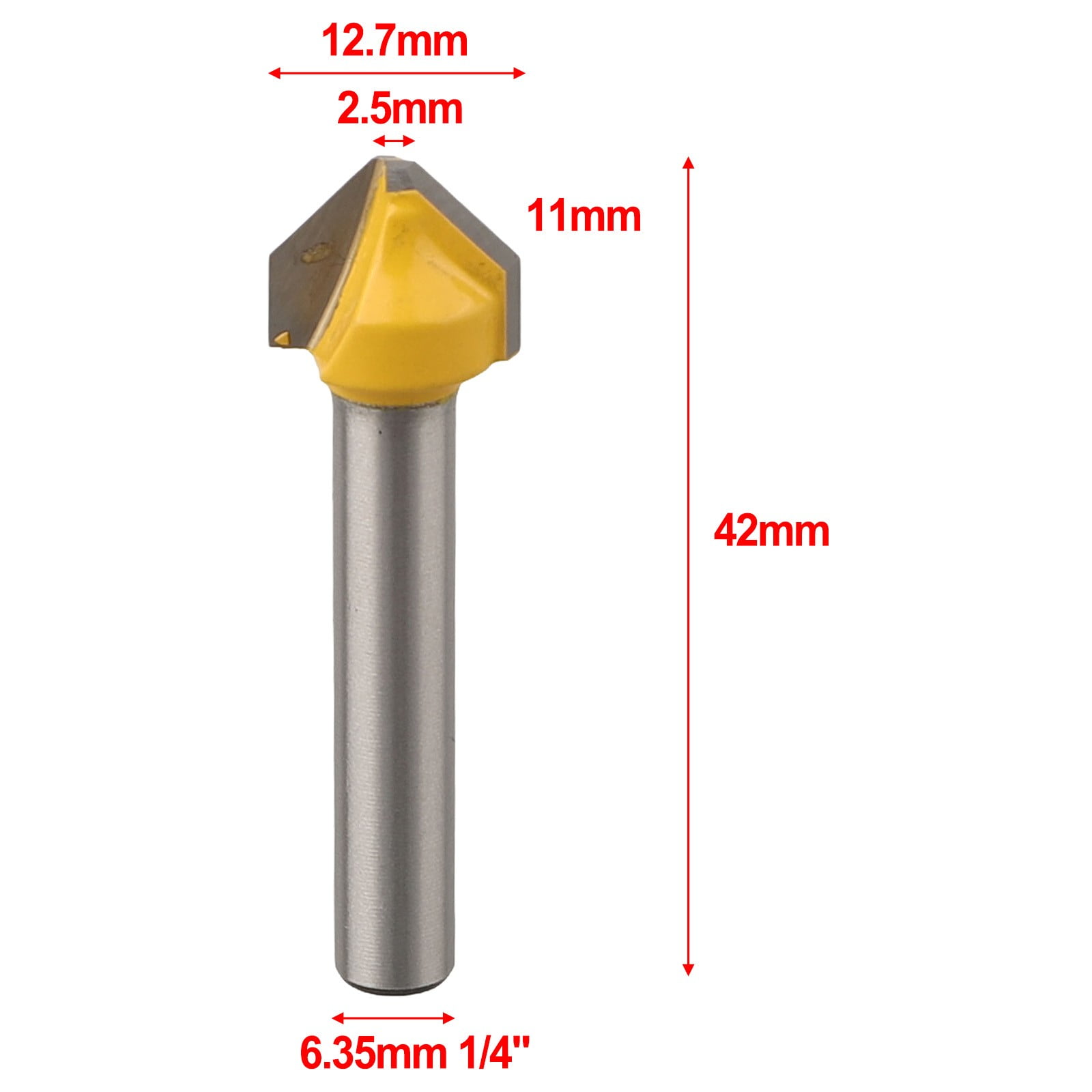 BUYISI 6.35mm Shank Router Bit 90 Degree V-Shaped Flat Head Router Bit ...