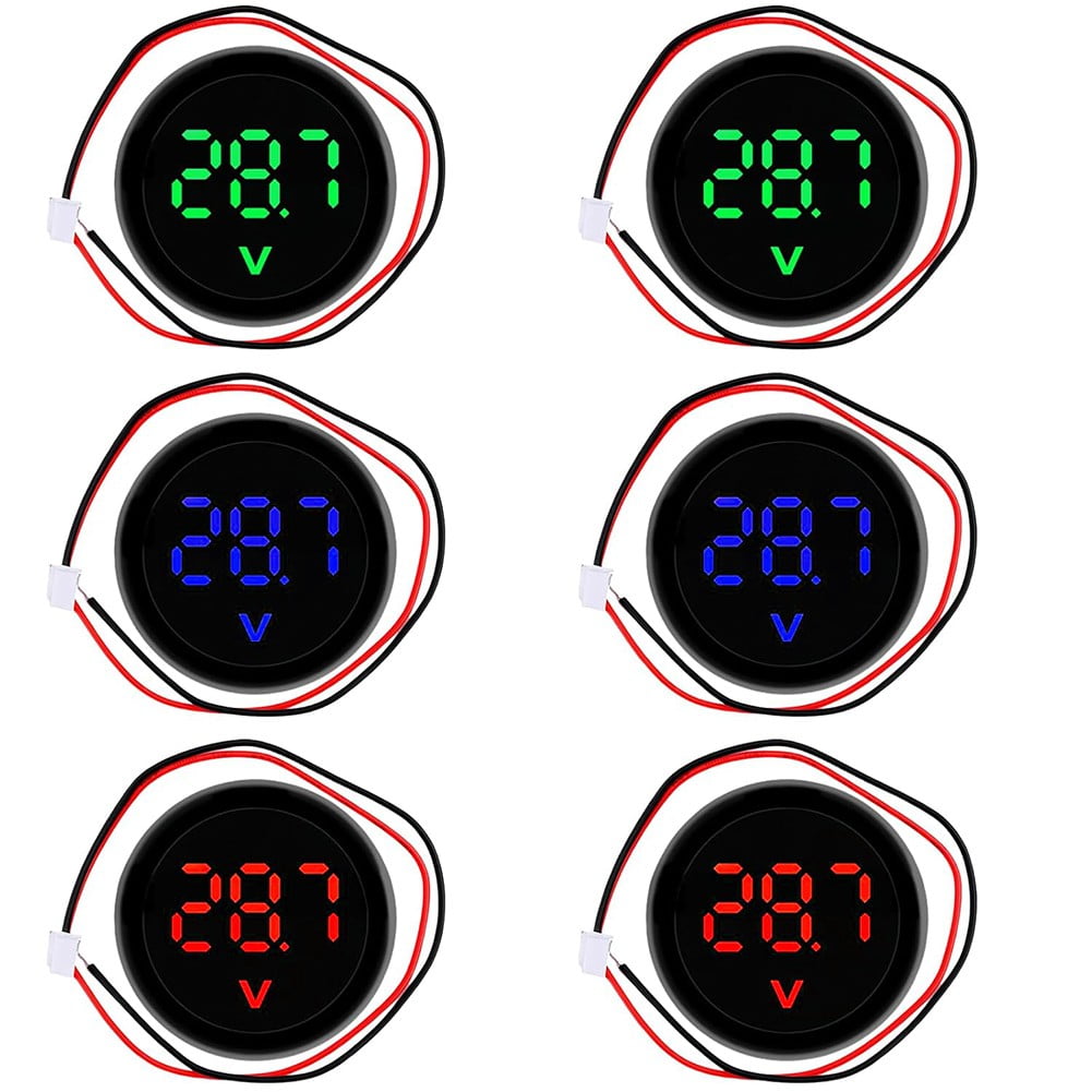 BUYISI 6 Pieces Digital Voltmeter DC 4-100V Wires Voltmeter 3-Digit LED ...