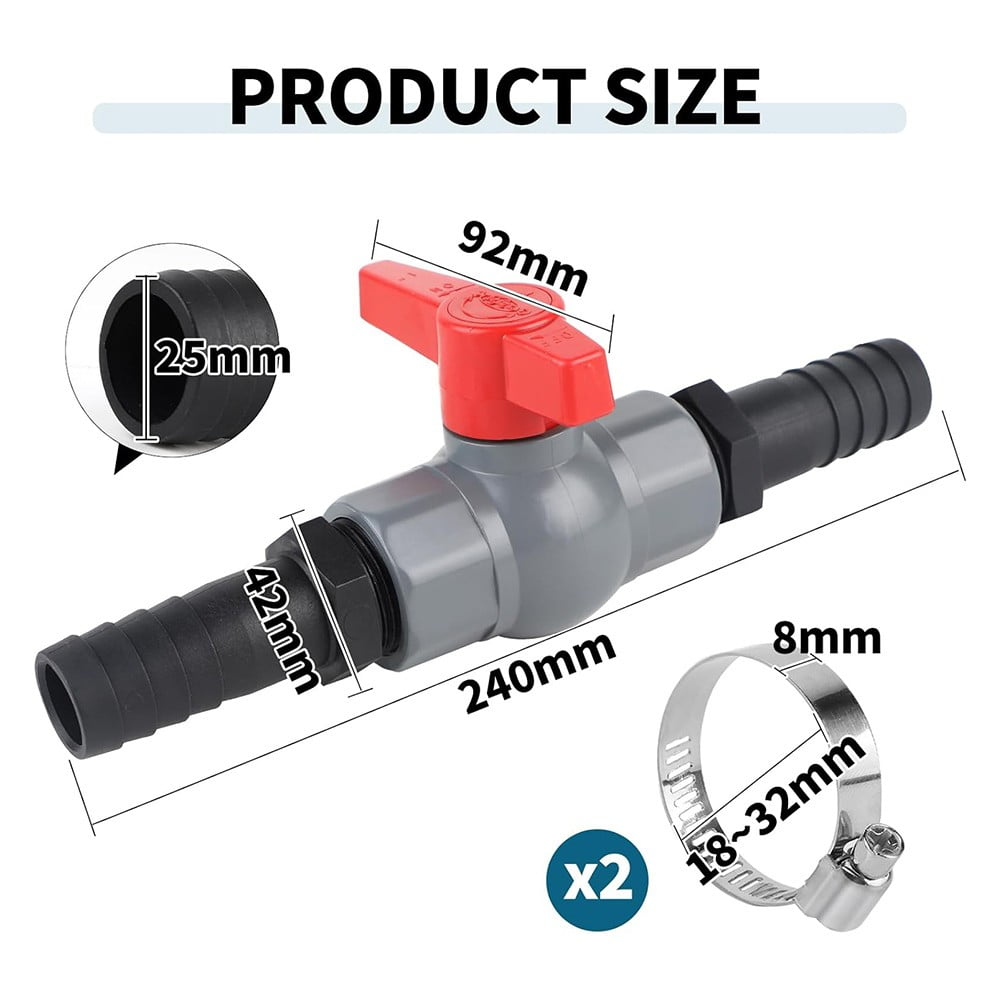BUYISI Ball Valve With Hose Connector Pvc Shut-Off Valve Pool Valve 1 ...