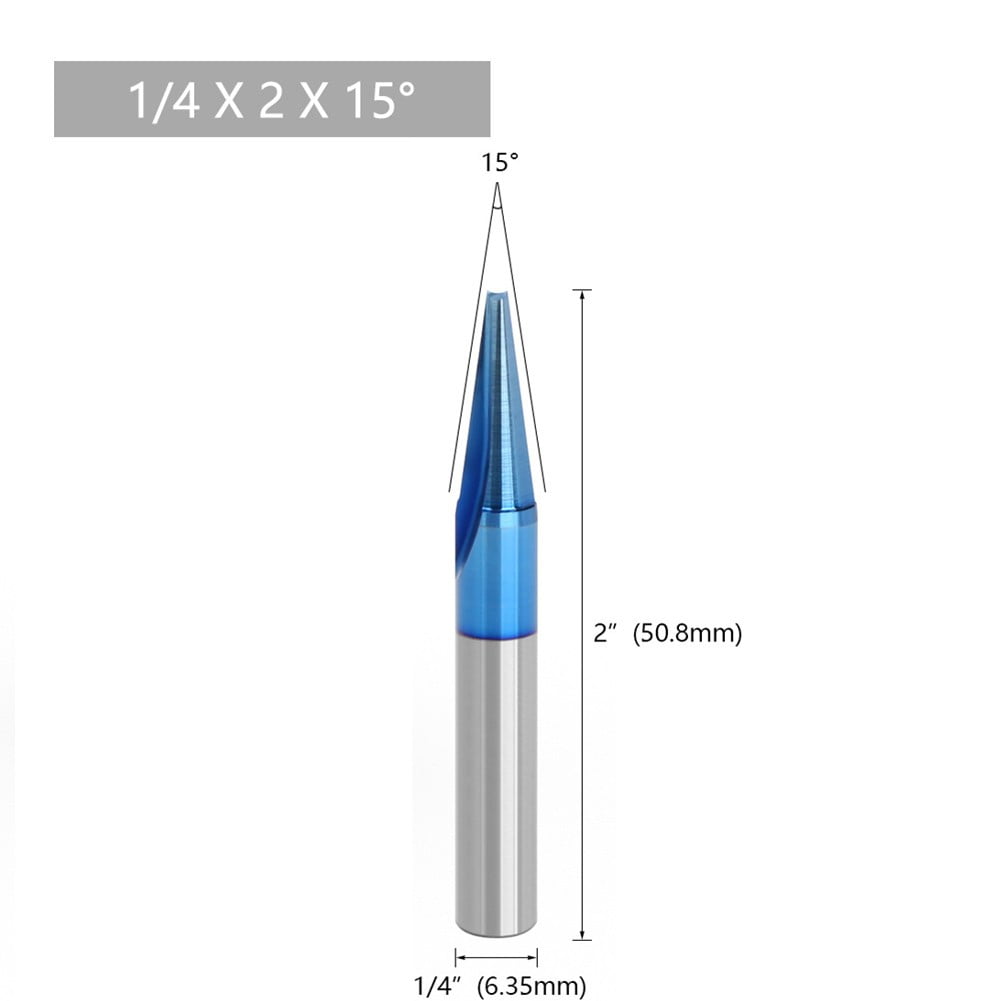 BUYISI Carbide V Bit Router Bit 1/4 Inch Shank 2 Flute CNC Tool for ...