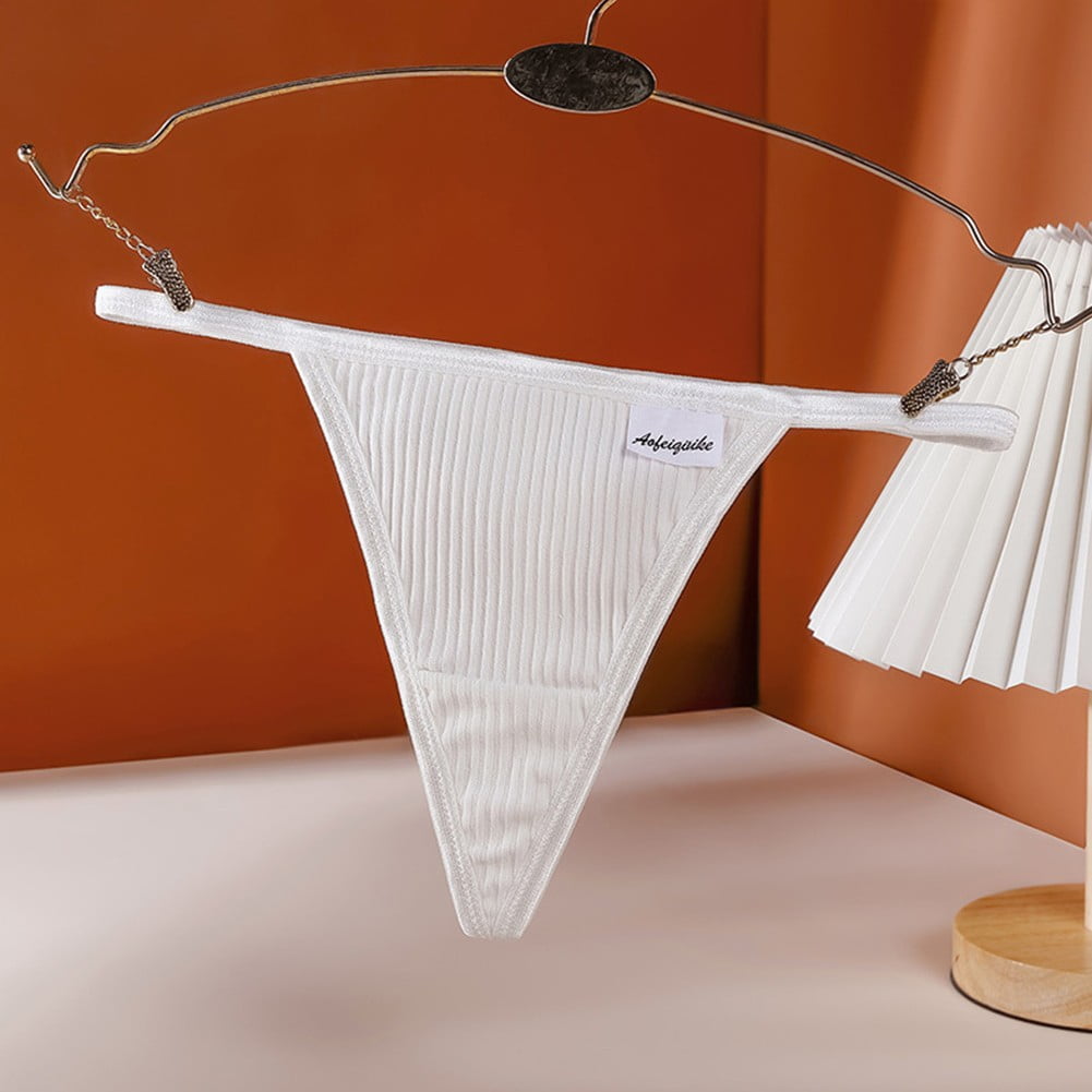 BUYISI Cotton Thong Panty Women Sexy Underpant G-string Underwear Intimate Lingerie White S ...