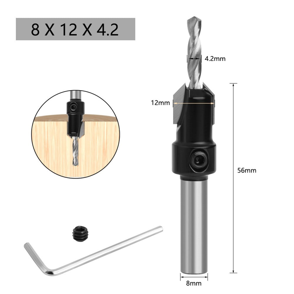 BUYISI Countersink Drill Bit 8mm Shank Screw Extractor Smoother Cutting ...