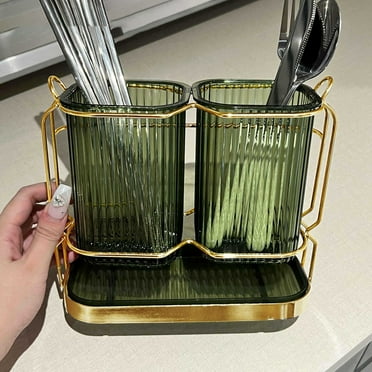 Just Houseware Stainless Steel Utensil Holder, Large Kitchen Organizer ...
