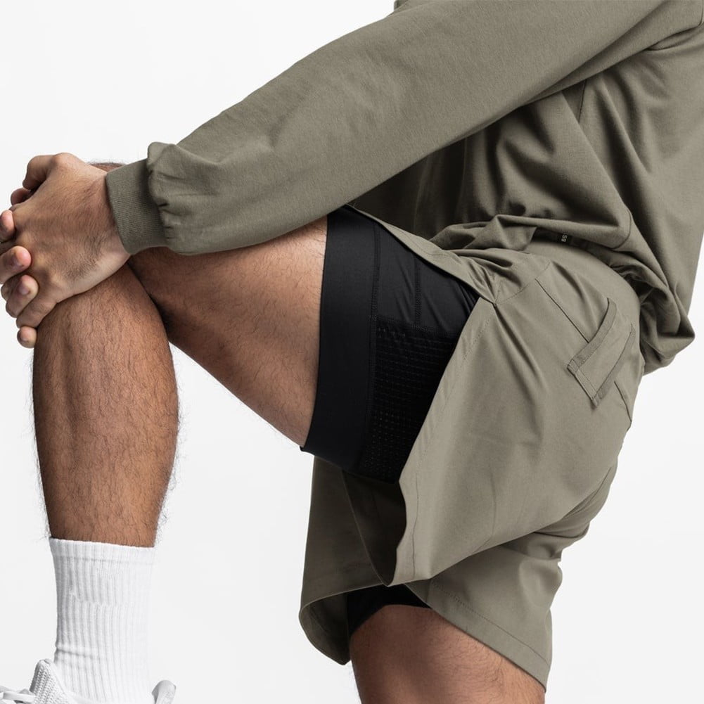 BUYISI Double layer Quick Dry Men's Running Shorts Breathable Training ...