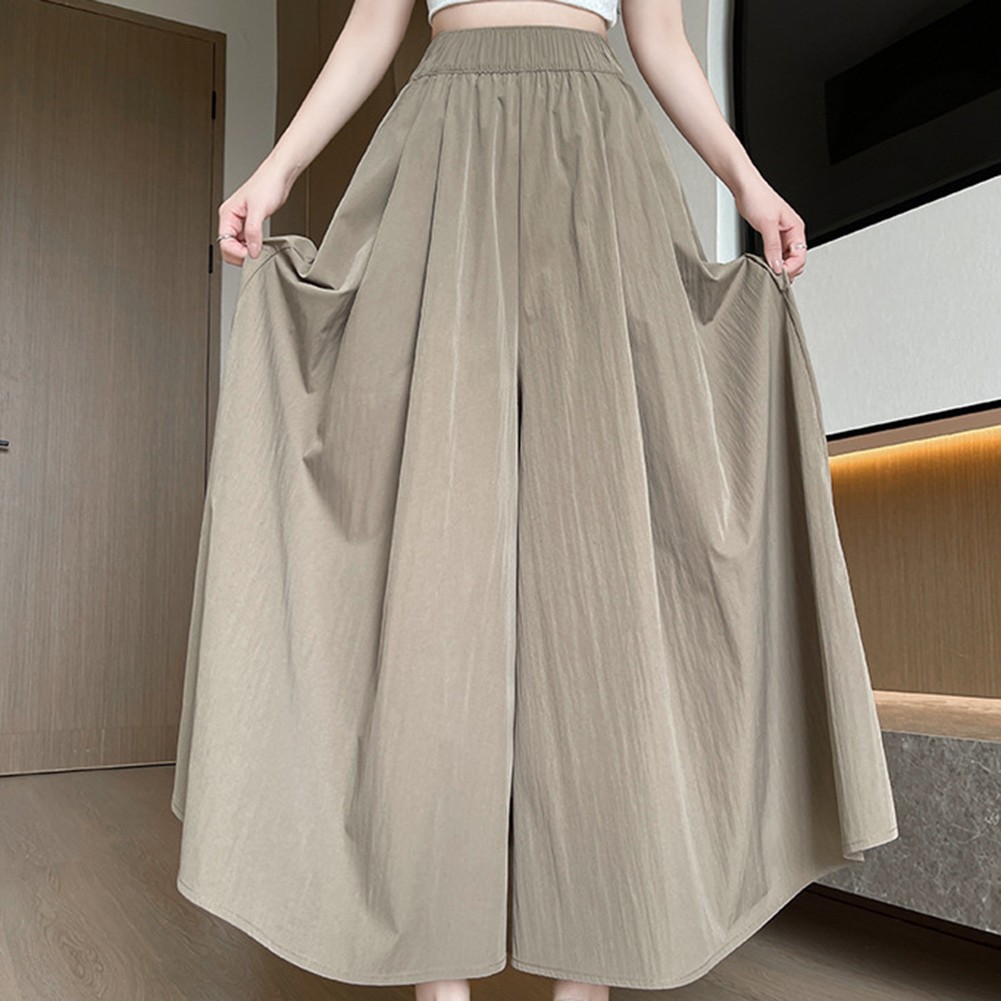 BUYISI Ladies Lazy Casual A Line Nine Point Elastic High Waist Slim Ice ...