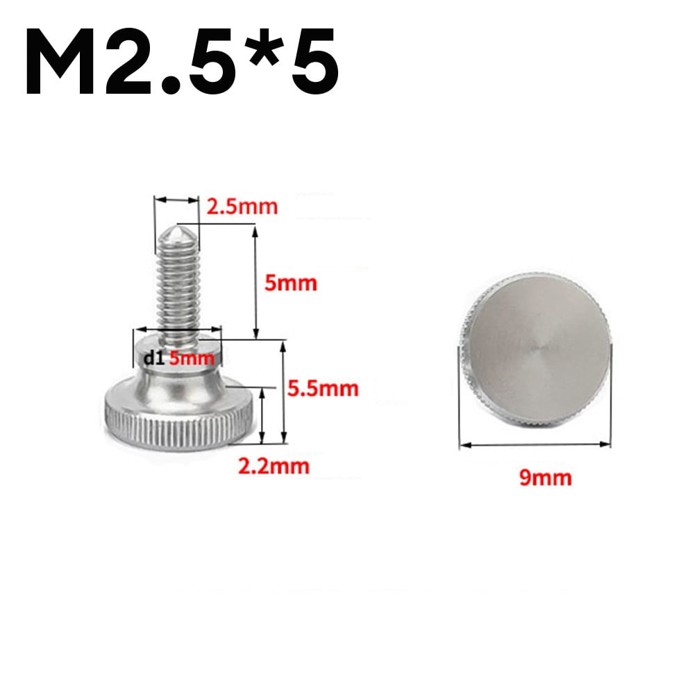 BUYISI M2.5 GB834 304 Stainless Steel Knurl Head Hand Tighten Glass ...