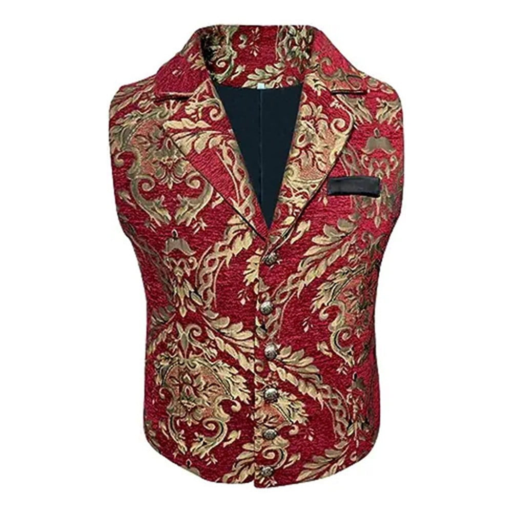 BUYISI Mens Waistcoat Formal Gothic Steampunk Decorative Pattern ...