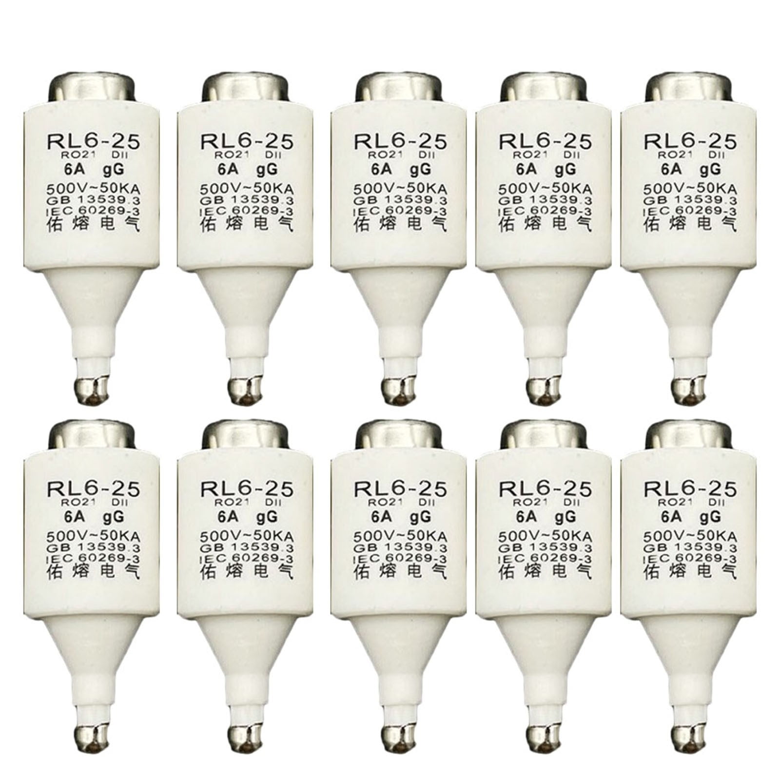 BUYISI Pack of 10 RL6-25 R021 DII E27 SpiralCeramic Fuses gG Diazed ...