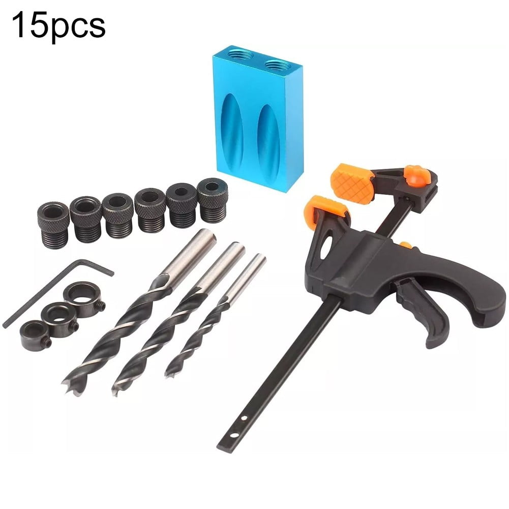 BUYISI Professional Woodworking Hole Screw Jig 15 Degree Dowel Drill ...