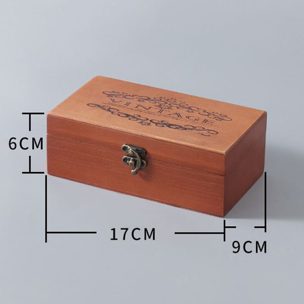BUYISI Retro Wooden Storage Box Memory Keepsake Letter Treasure Chest ...