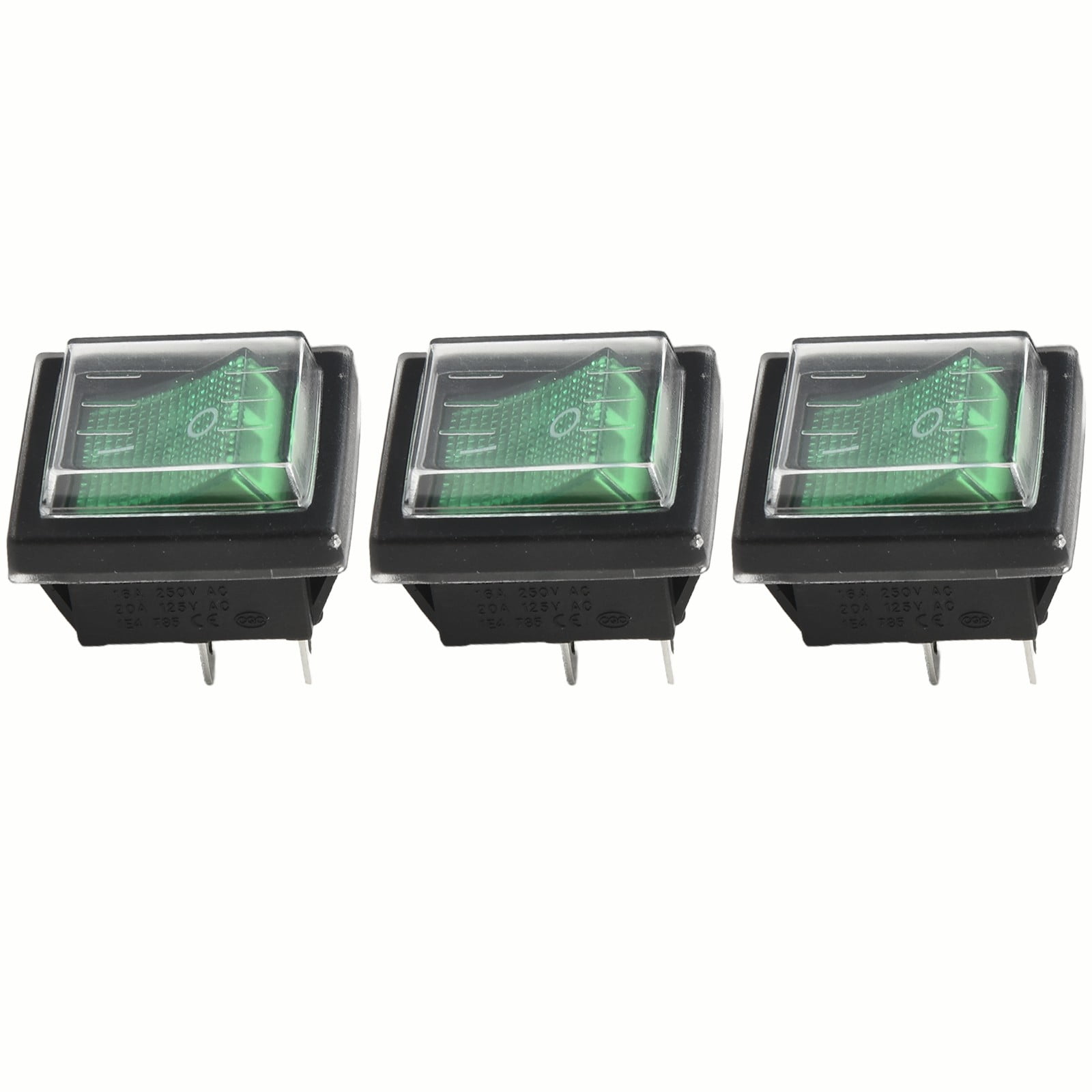 BUYISI Rocker Switch 4 Port Green Light Toggle Switch 16A 250VAC with ...