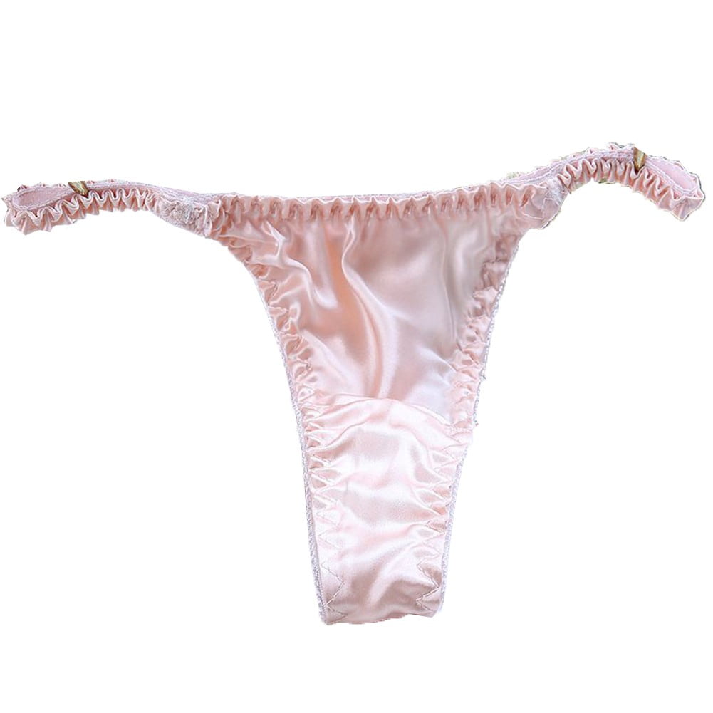 Buyisi Sexy Women Silk Satin Briefs Panties G String Thongs Soft