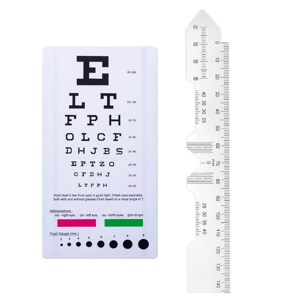 BUYISI Vision test and PD measurement tools Eye chart/PD ruler/eye mask ...