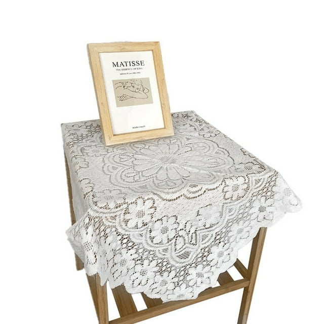 BUYISI White Oval Lace Tablecloth Doily Embroidered Floral Small-Table ...