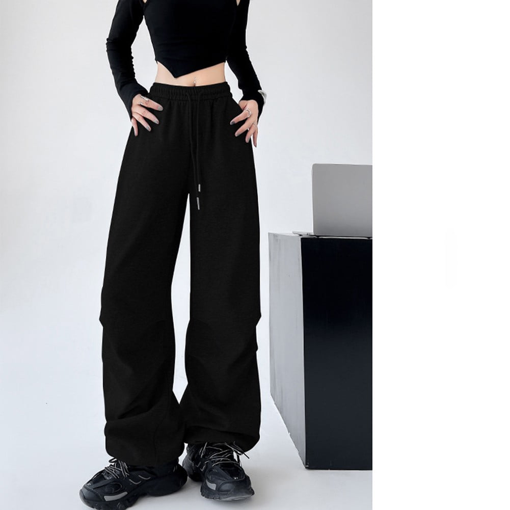 BUYISI Wide-leg pants high waist drape Chinese cotton parachute ...