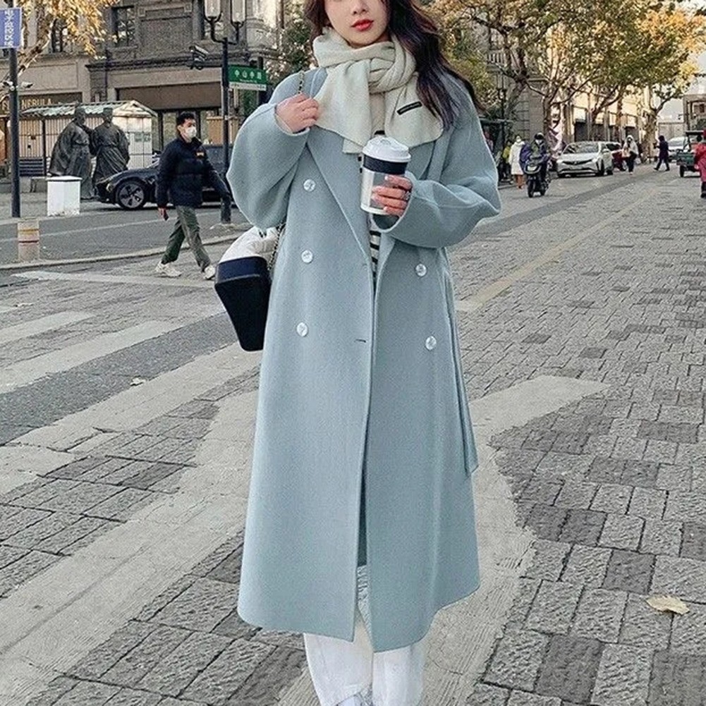 BUYISI Women Autumn Double Breasted Medium-length Overcoats Fashion ...