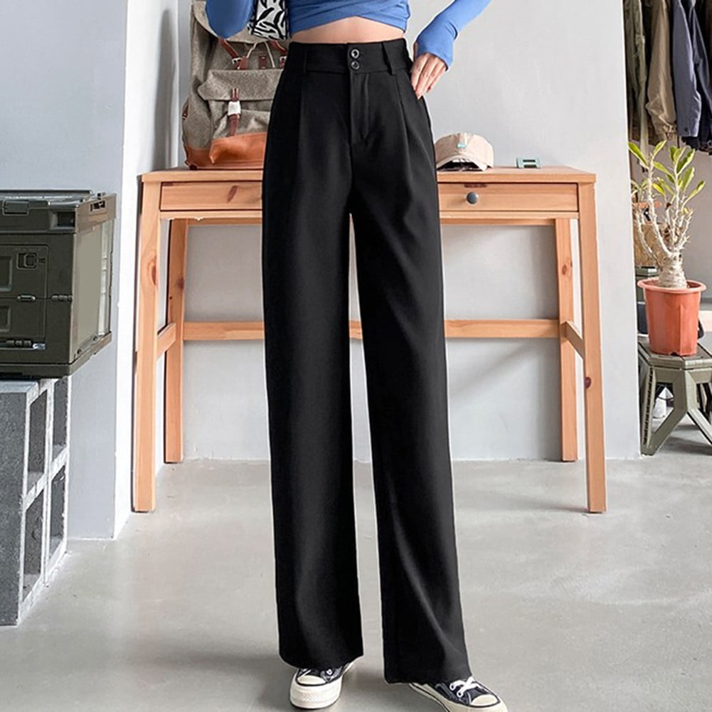 BUYISI Women Autumn High Waist Draped Loose Straight Pants Fashion ...