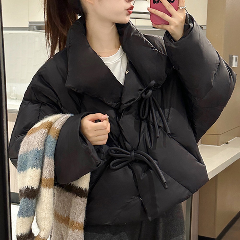 BUYISI Women Fall Winter Bow Warm Padded Jackets Fashion Sweet ...