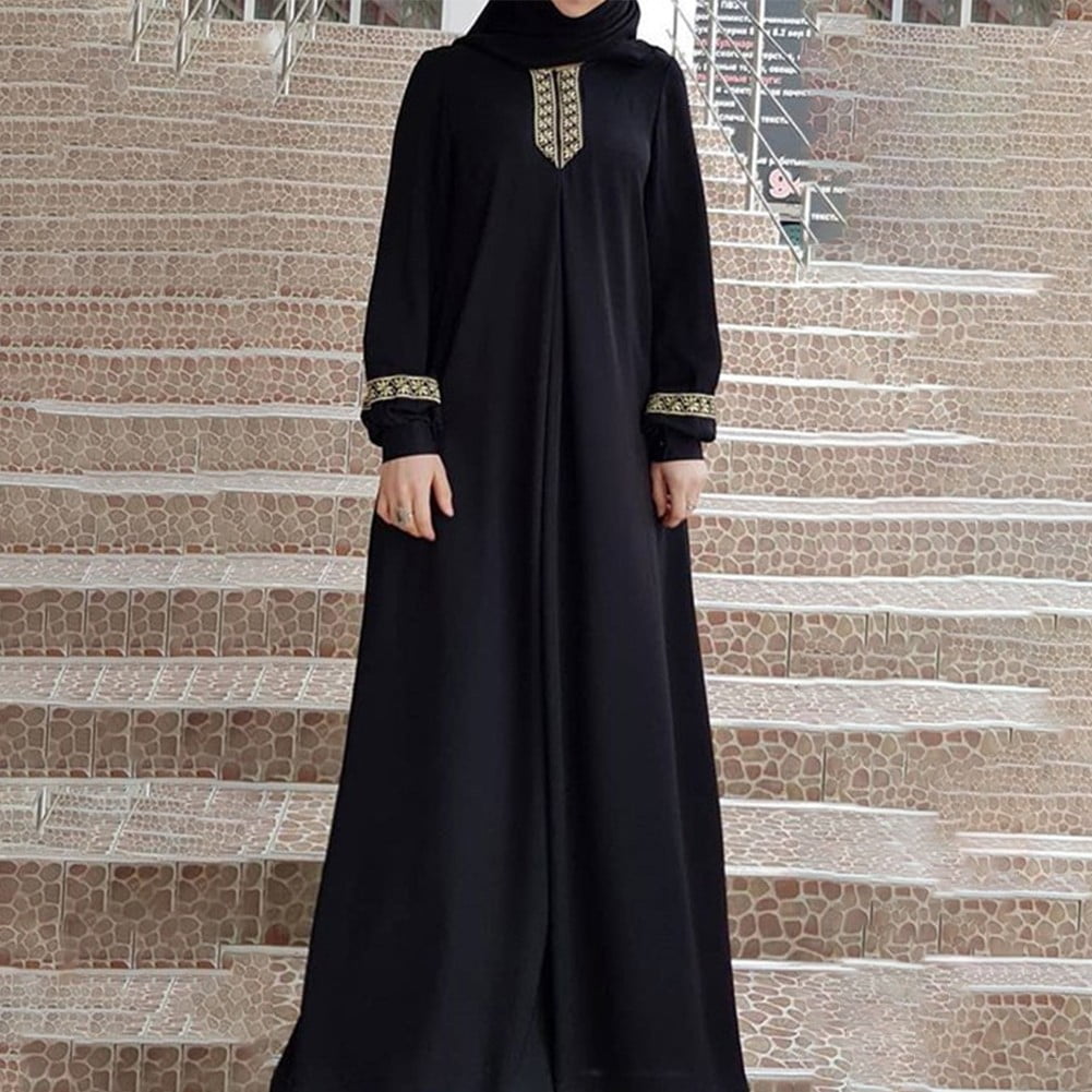 BUYISI Women Plain Muslim Dresses Abaya Prayer Maxi Dress Kaftan Ladies ...
