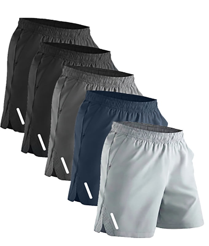 BUYJYA 5 Piece Men's Athletic Shorts Workout Gym 7"/9" Basketball ...