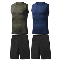 3Pack Men's Workout Set Gym Clothes Active Shorts Shirt Set for Running ...
