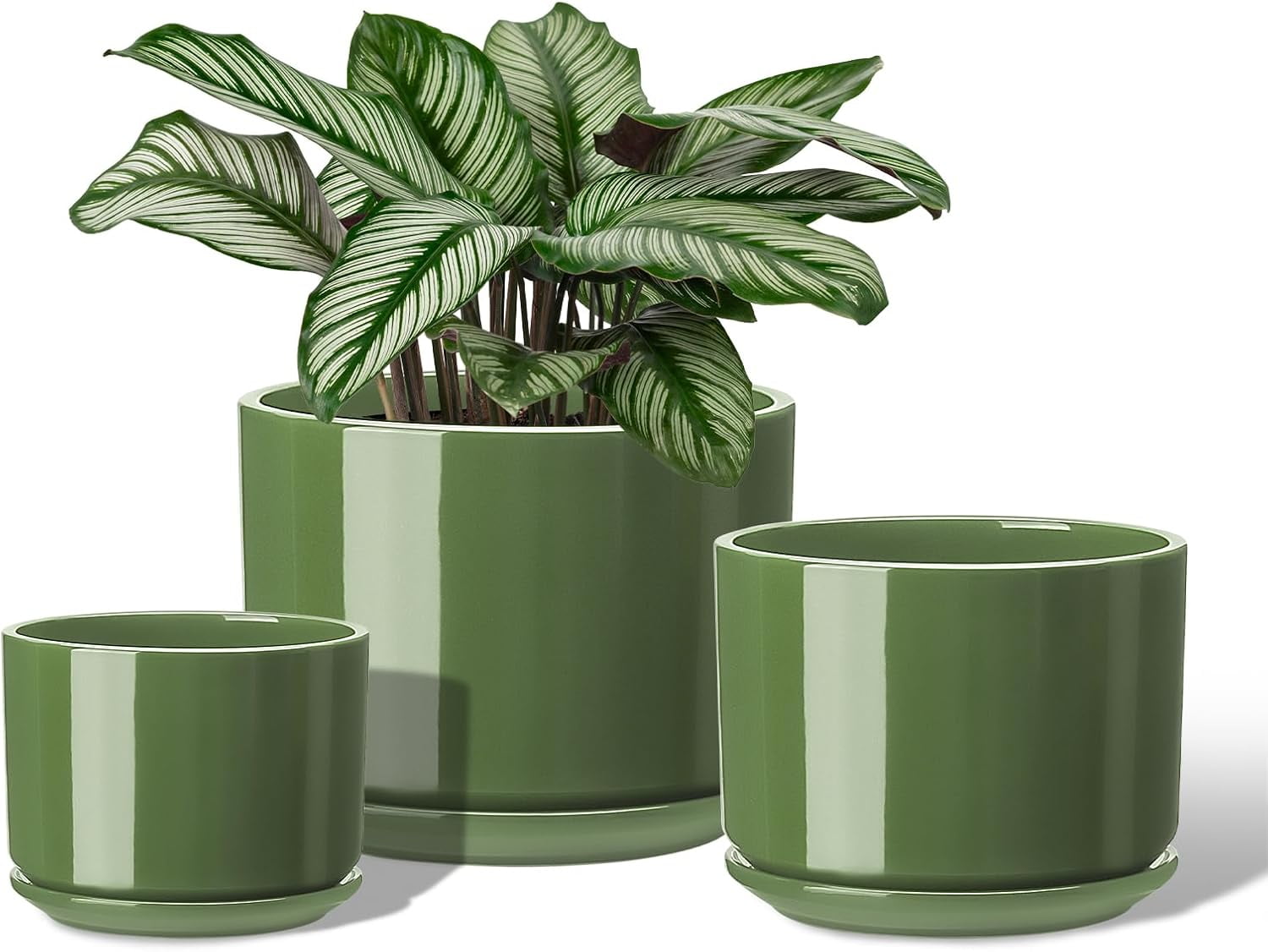 BUYMAX Ceramic Plant Pots, 4+5+6 Inch Pots for Indoor Plants, Planter ...