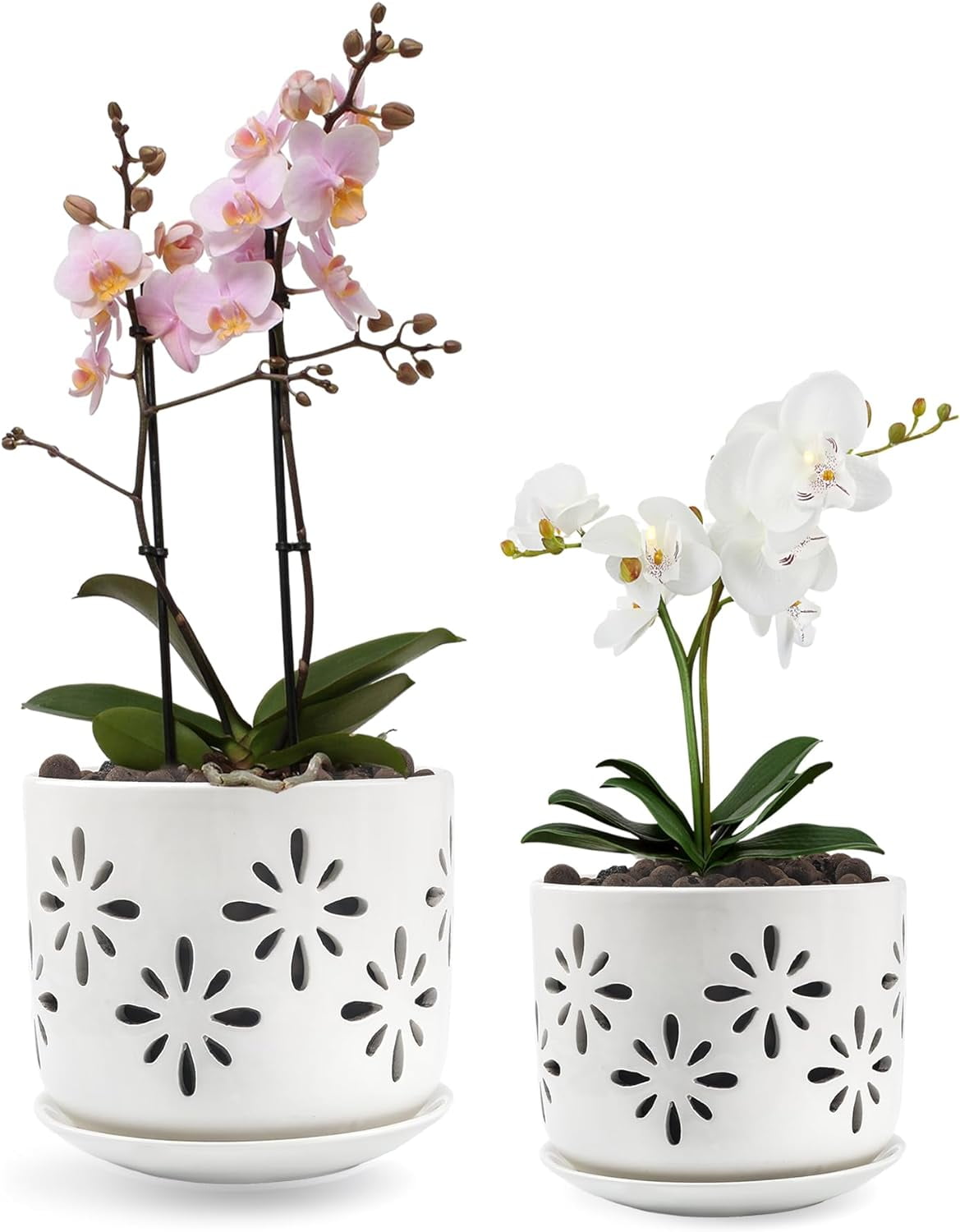 BUYMAX Orchid Pot-5+6Inch, Ceramic Drainage Pots with Holes for Healthy Root Growth - Walmart.com