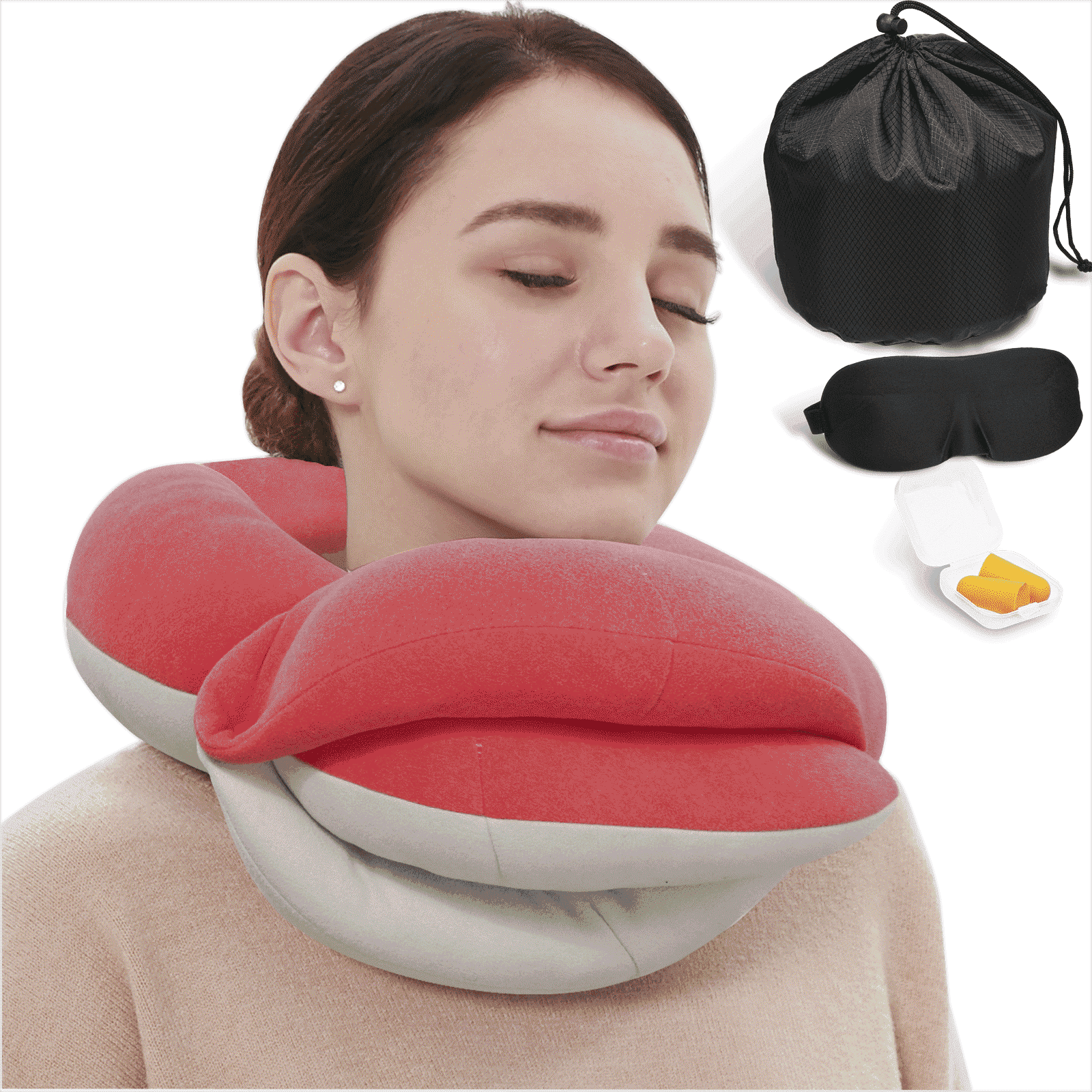 BUYUE Travel Neck Pillow, Pink, Micro-Velvet, 360Â° Support, Adults ...