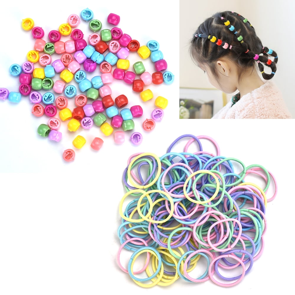 BUZIFU 100 Pcs Plastic Mini Hair Claw Clips and 100 Pcs Small Elastic ...