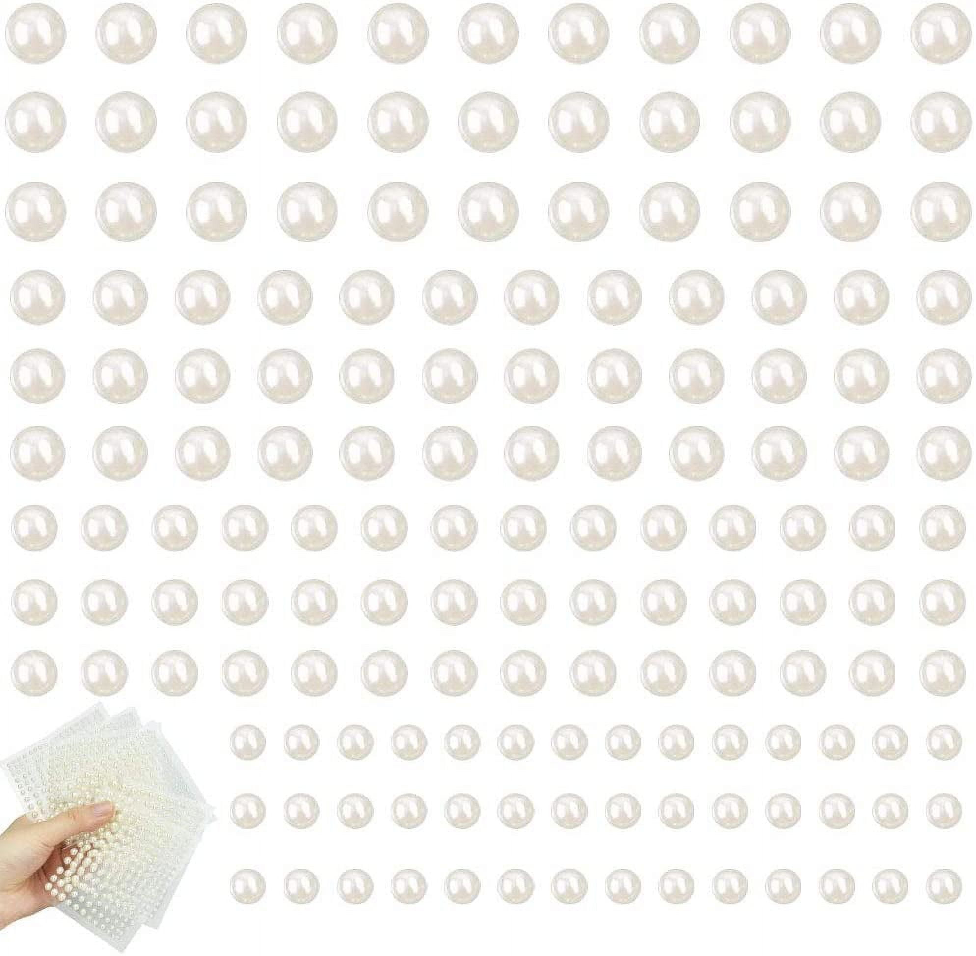 BUZIFU 1056pcs Self Adhesive Pearls Gems White Flat Back Pearl Sticker ...