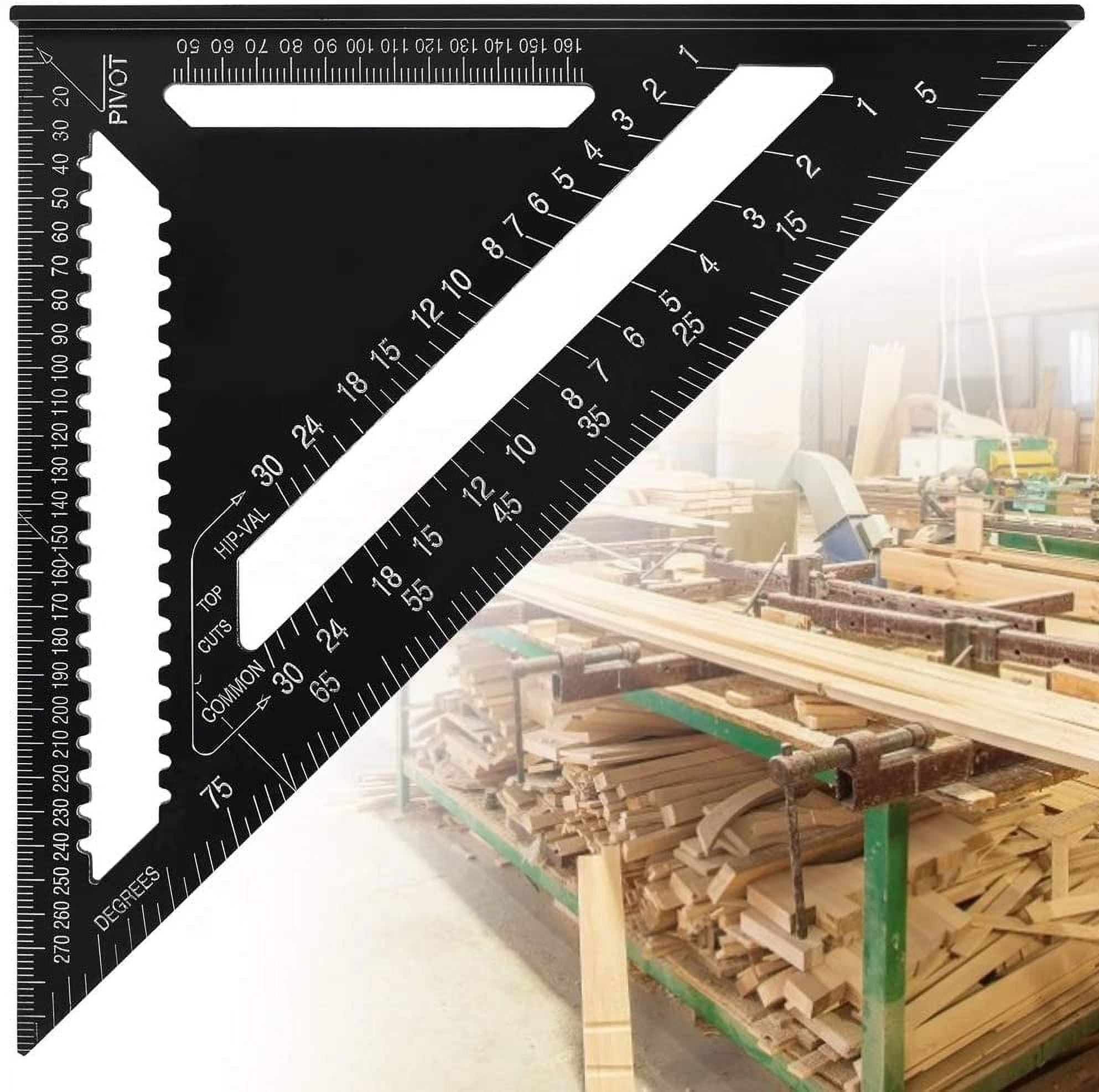 BUZIFU 12 Inch Aluminum Alloy Triangle Ruler Metric/Imperial Triangle ...