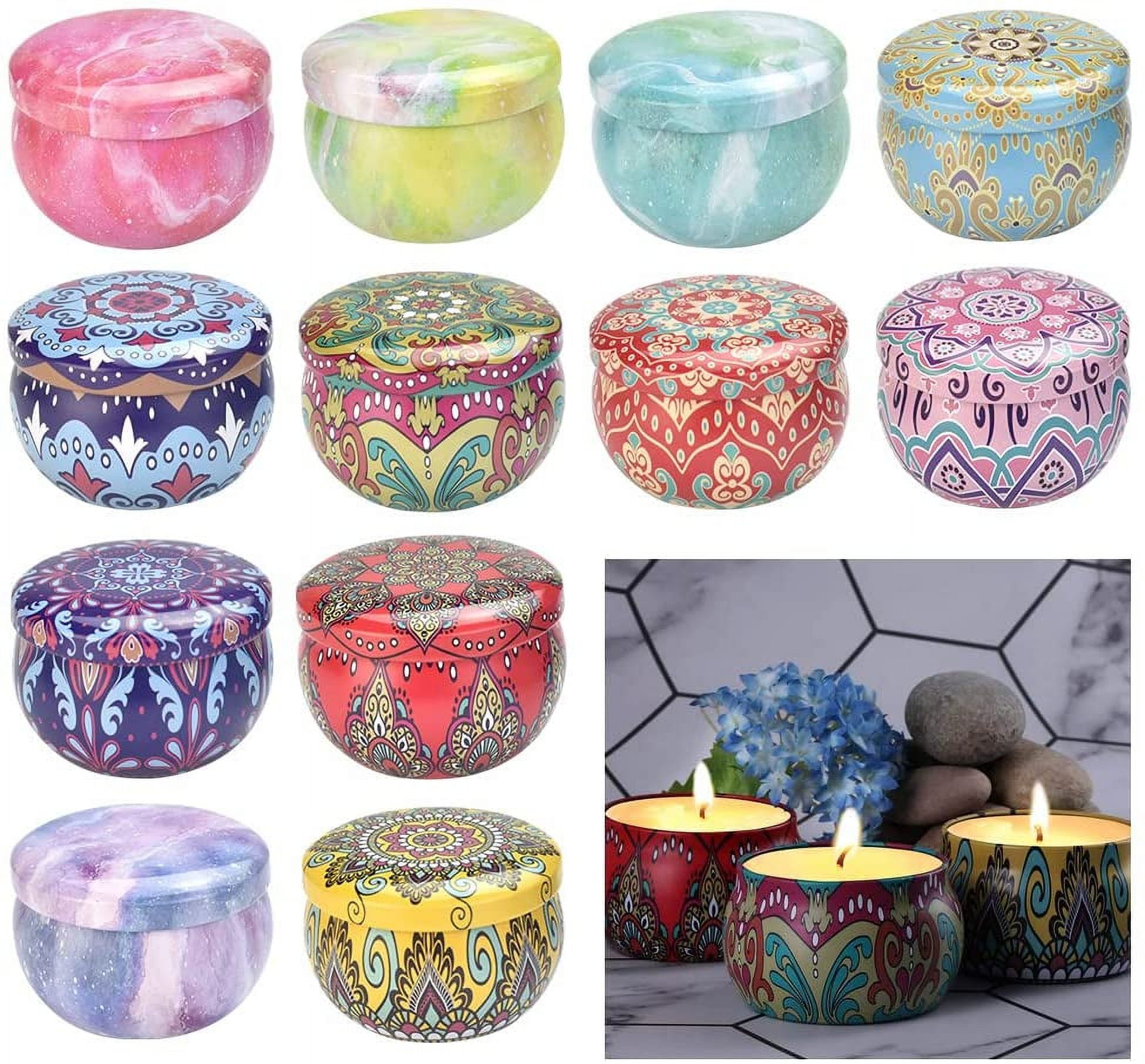 BUZIFU 12 Pcs 2.5 oz Empty Candle Making Tins, Metal Jars with Lids ...