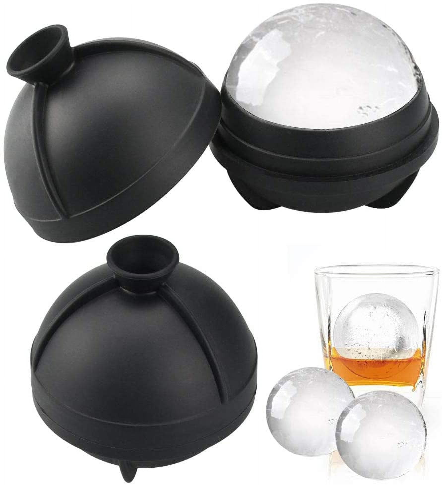 BUZIFU 2 Pc Ice Ball Mold Large Round Ice Cube Tray Silicone Ice Sphere ...