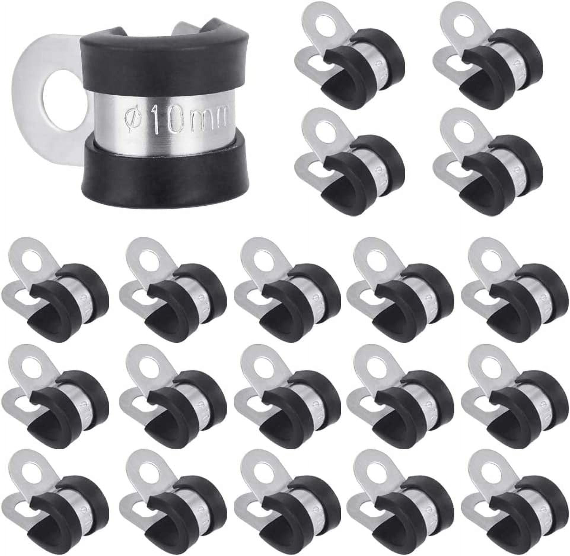 BUZIFU 20 Pcs 10mm Cable Clamp 2/5 Inch Rubber Lined P Clips Stainless ...