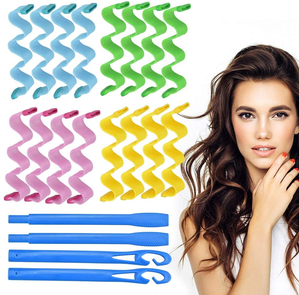 BUZIFU 28 PCS Spiral Hair Curlers, 25cm, DIY Wave Formers with Styling ...