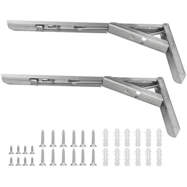 BUZIFU 2Pcs Stainless Steel Folding Shelf Bracket Triangle Folding ...