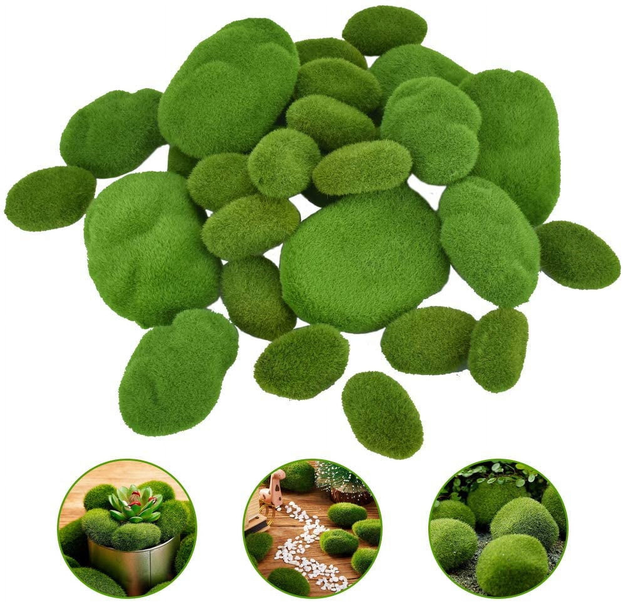 BUZIFU 30 Pcs Artificial Moss Rocks, Decorative Mossy Stones in 3 Sizes ...