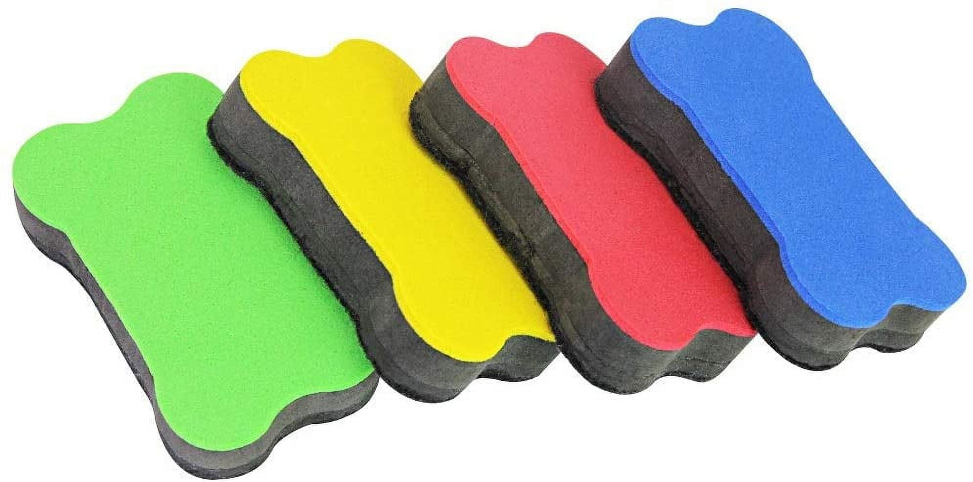BUZIFU 4 PCS Magnetic Whiteboard Erasers 4 Colors Dry Wipe Cleaner ...