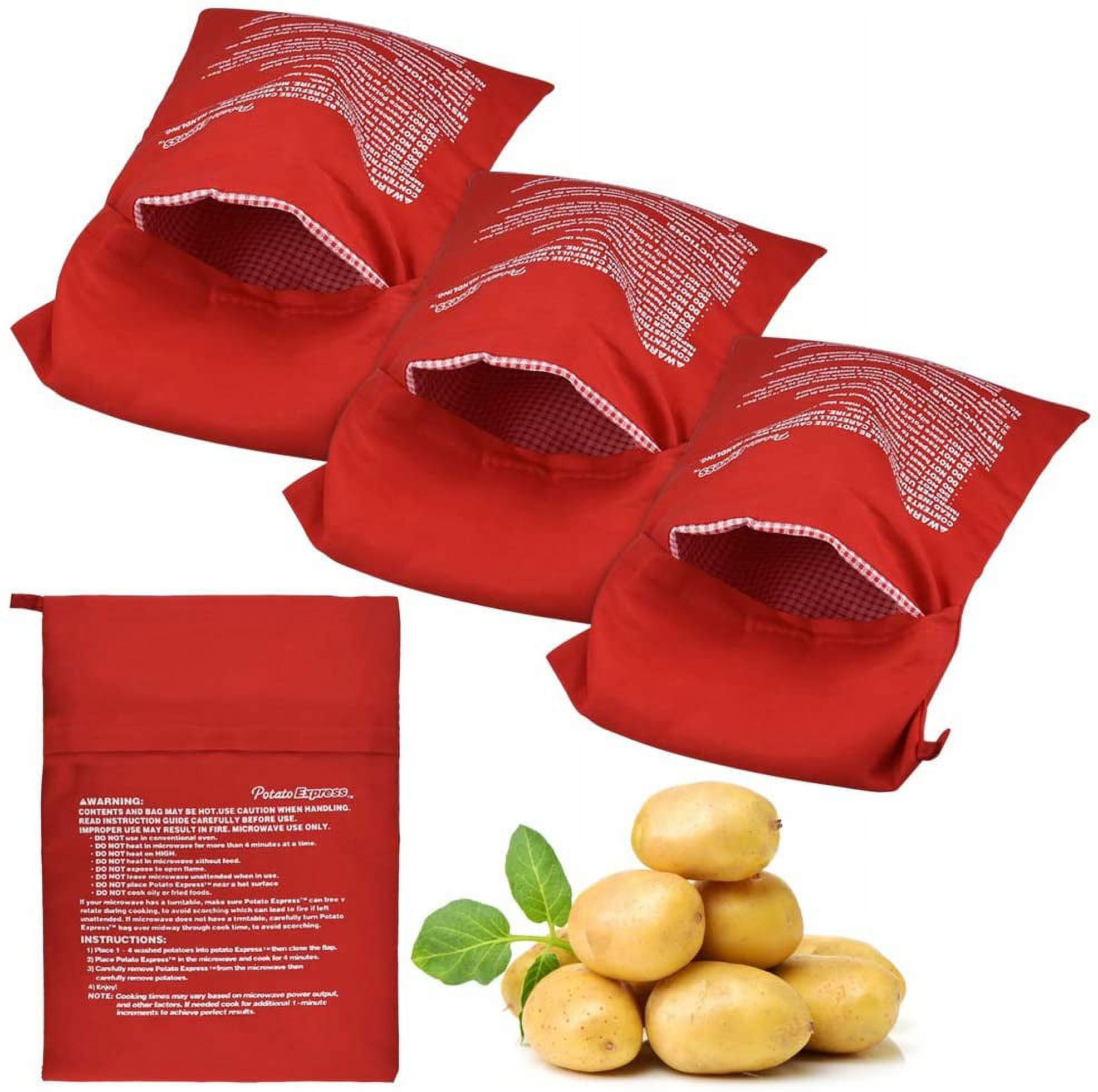 BUZIFU 4Pcs Microwave Cooker Bag Red Microwave Potato Cooking Bag Baked ...