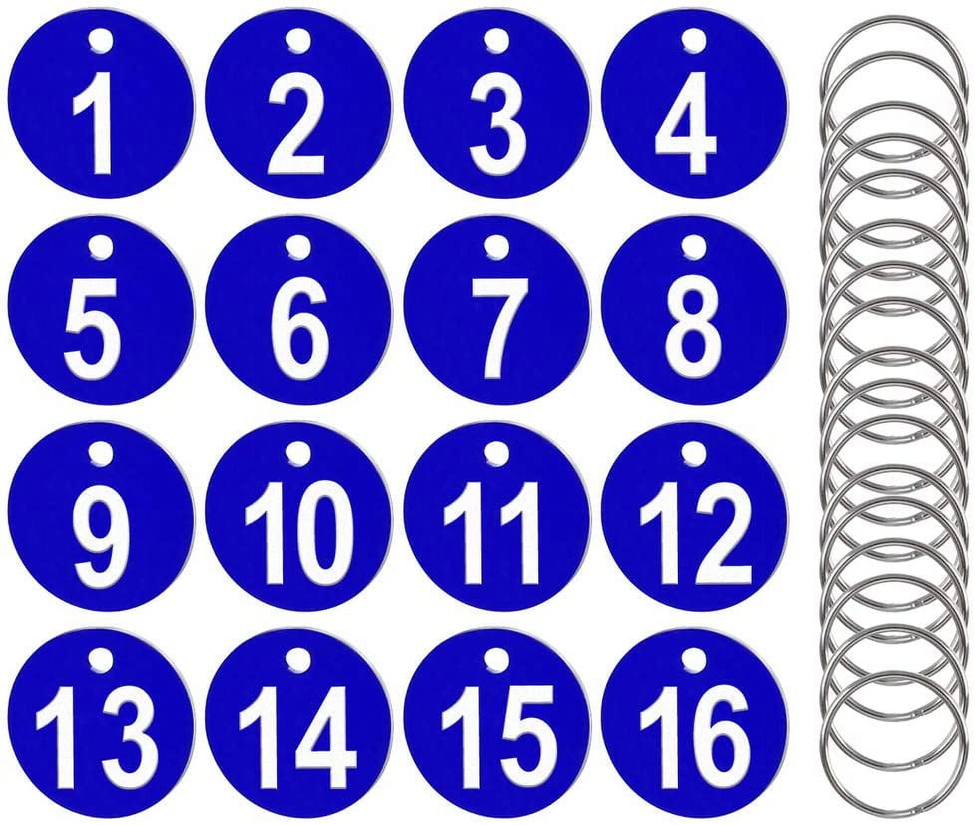 BUZIFU 50 Pcs Number Keyring, Plastic Number Tags, Round Key Number ...