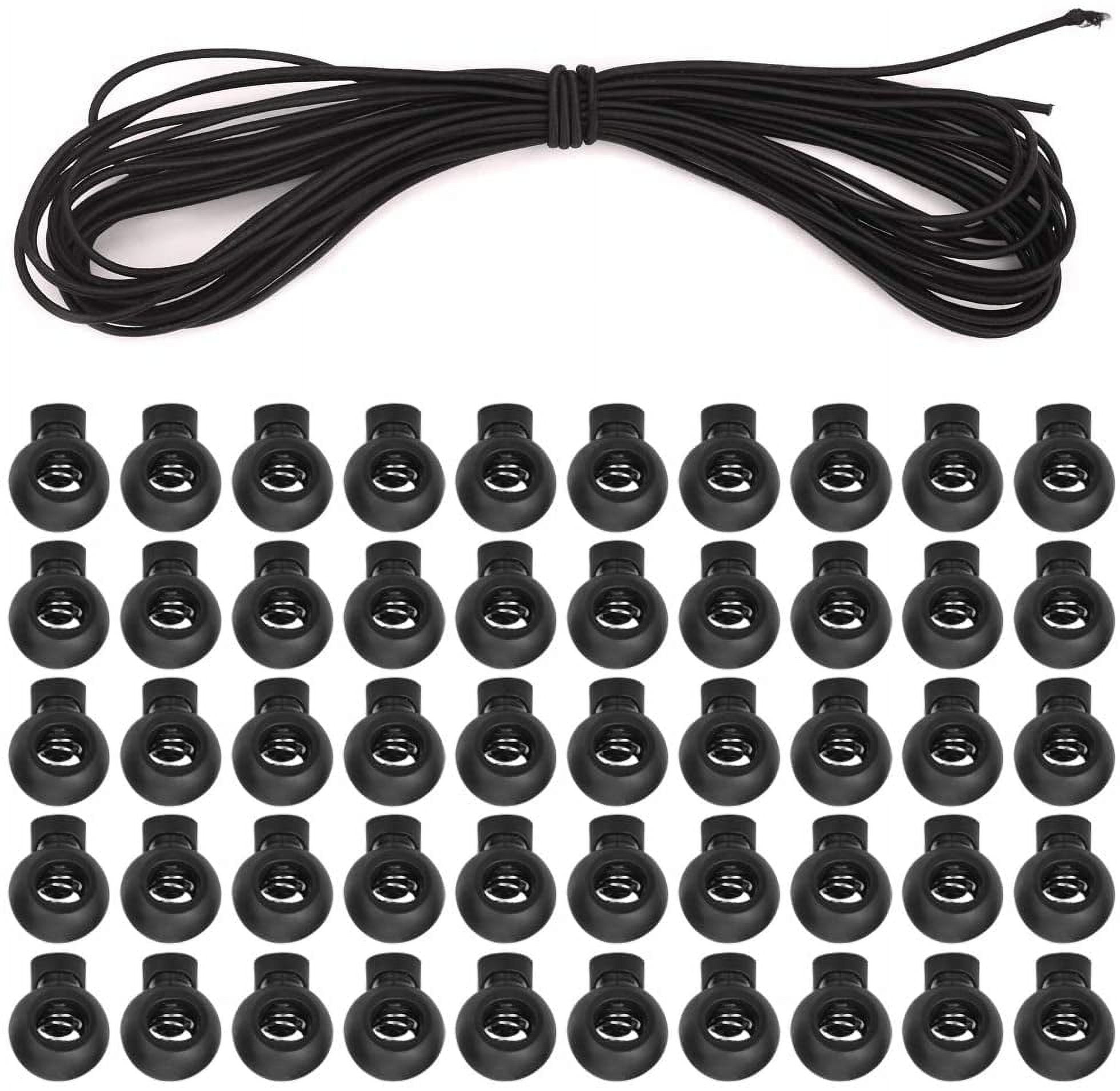 BUZIFU 50 Pieces Plastic Cord Locks Single Hole Spring Toggle Stoppers ...
