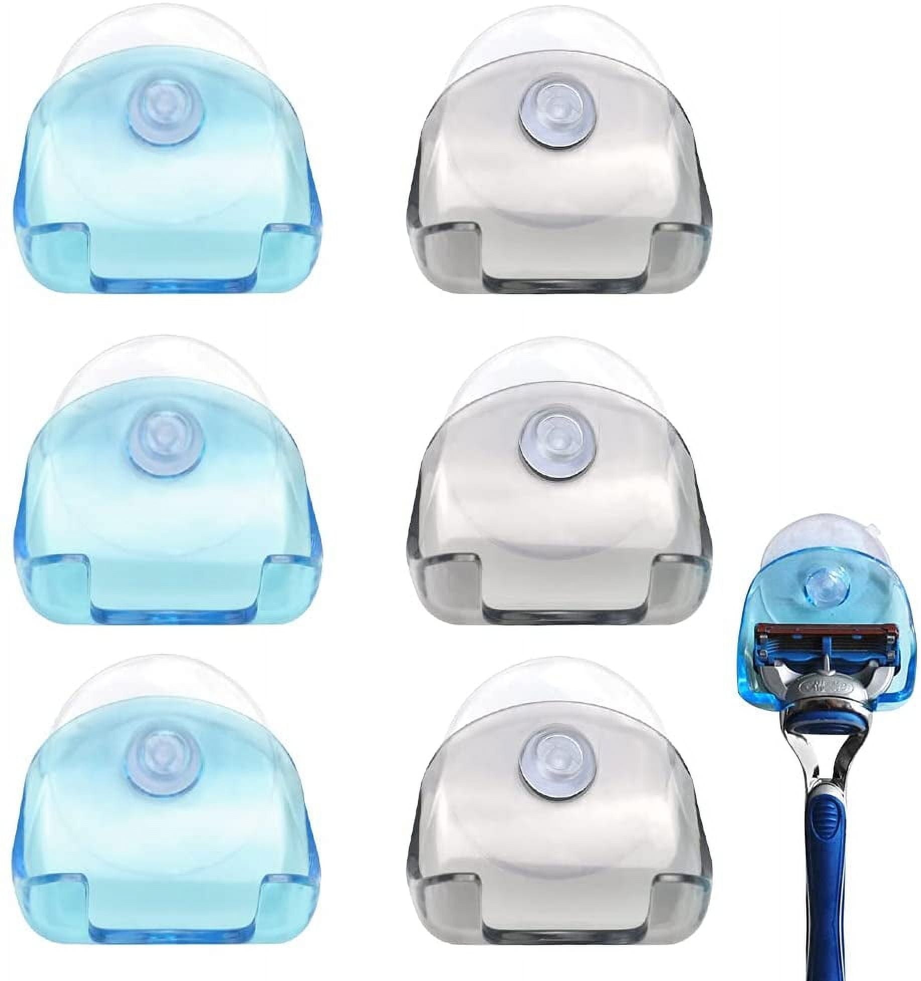 BUZIFU 6 PCS Razor Holder Set, Plastic Rack with Suction Shower Cup ...