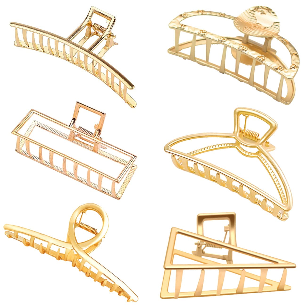 BUZIFU 6 Pack Large Metal Claw Clips Hollow Non-slip Hair Catch ...