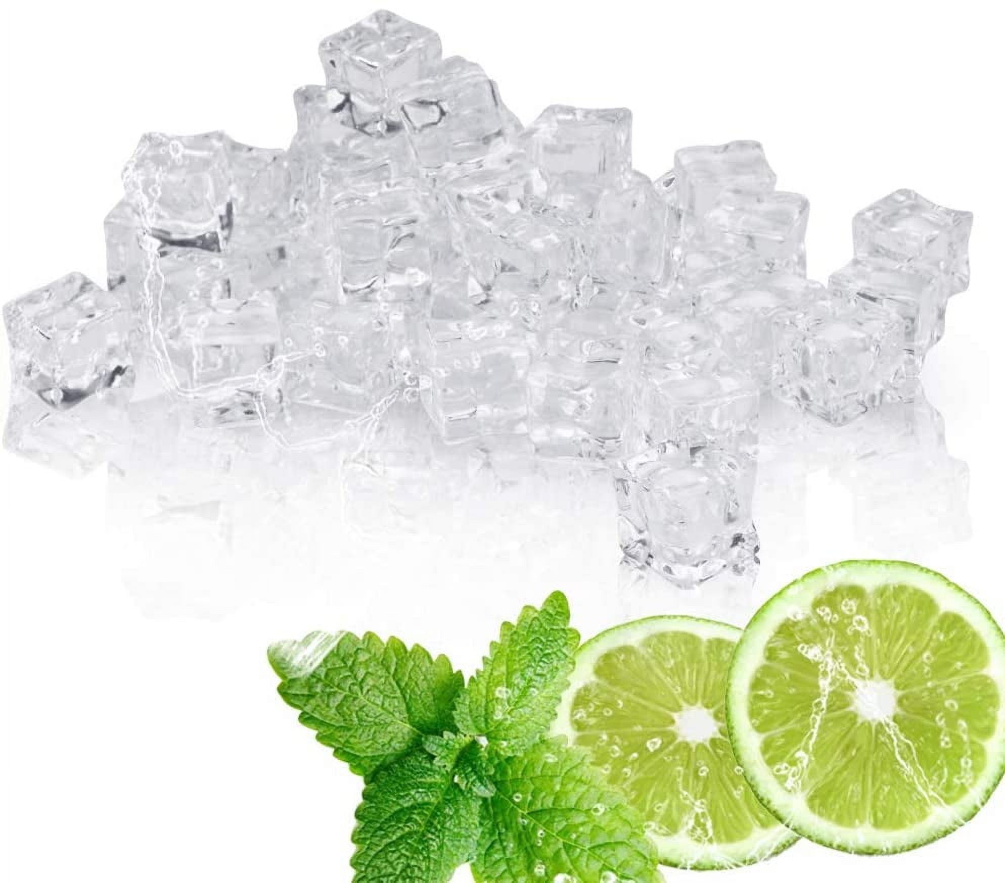 BUZIFU 60 PCS Artificial Acrylic Ice Cubes Clear Fake Ice Cubes ...