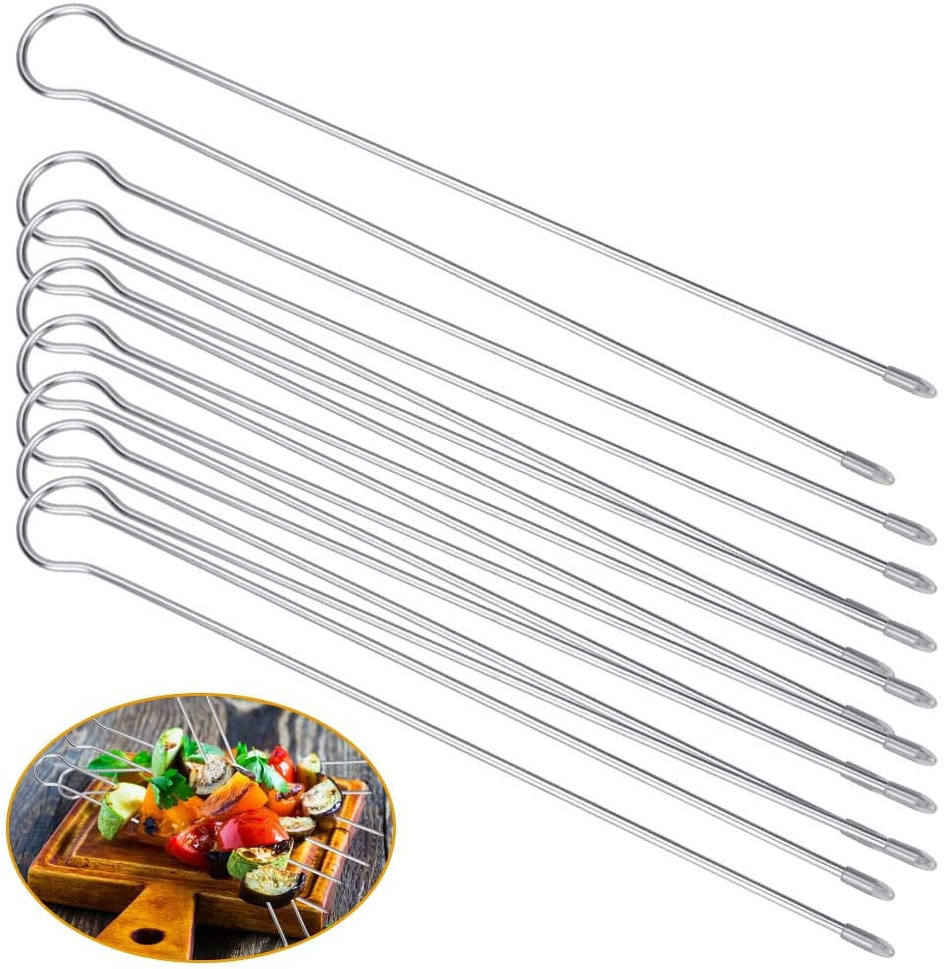 BUZIFU 8 Pcs Grill Skewers Food Grade Stainless Steel BBQ Skewers U ...