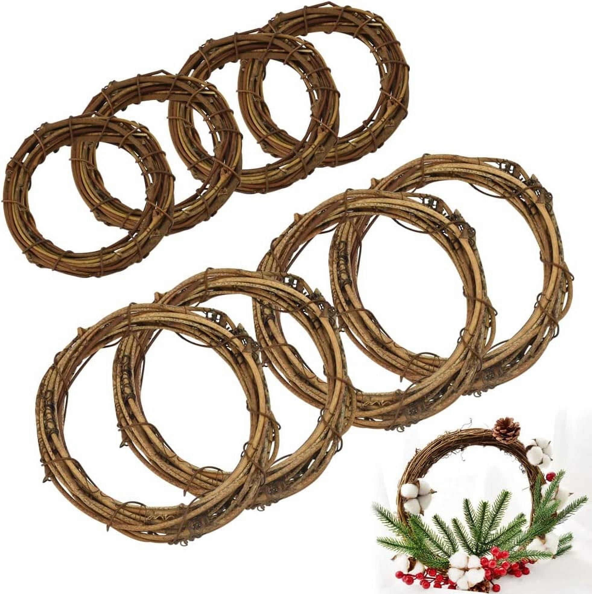 BUZIFU 8PCS Rattan Wreath Ring 8cm and 12cm Vine Wreath Base Natural ...